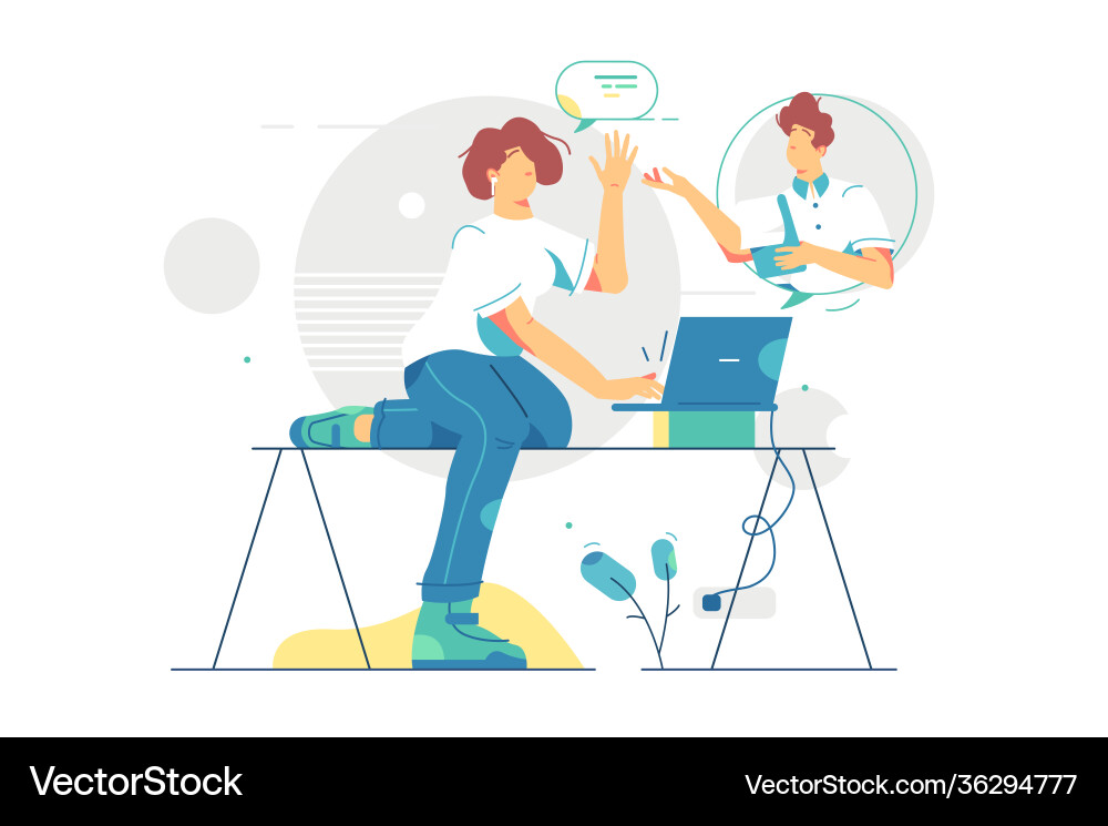 Friends talk via remote communication Royalty Free Vector