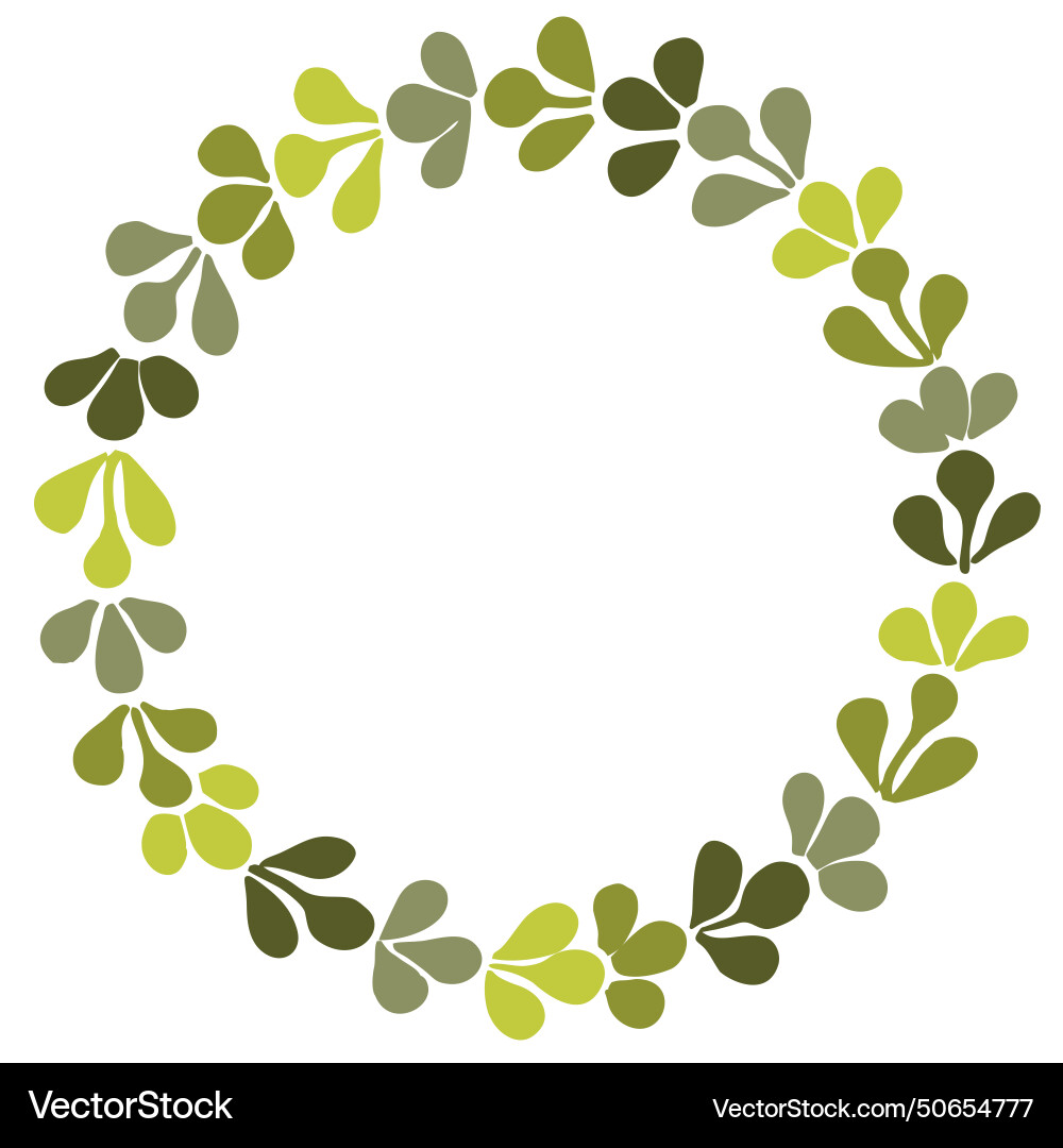 Green laurel wreath frame isolated on white backgr