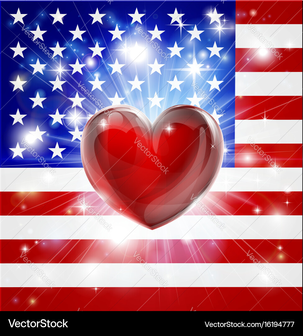 Love america flag heart background Royalty Free Vector Image