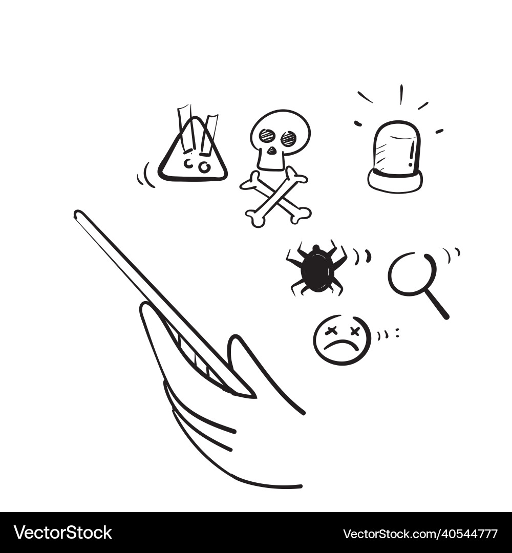 Mobile Fraud Warning Icon - Doodle Royalty Free Vector Image