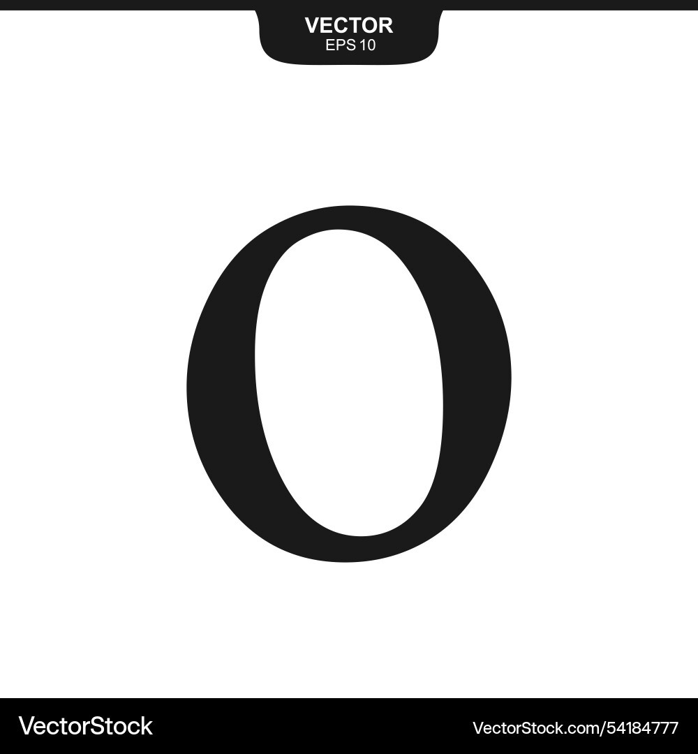 Omicron lowercase symbol third letter Royalty Free Vector