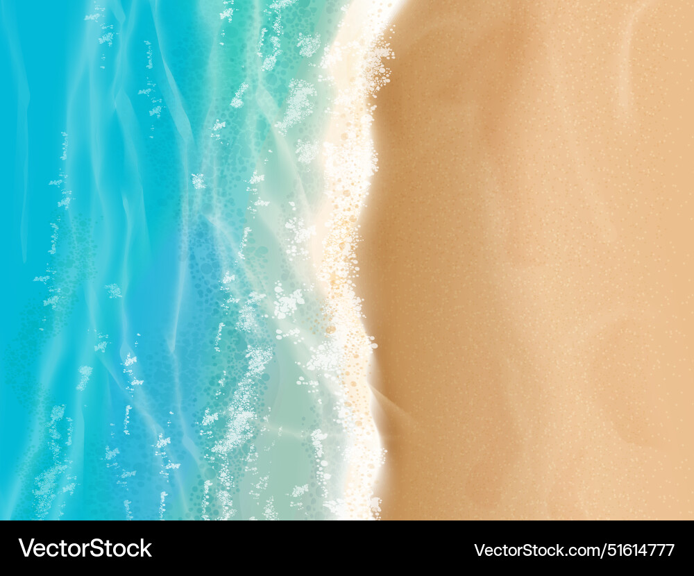 Realistic sea beach top view sand shore ocean Vector Image