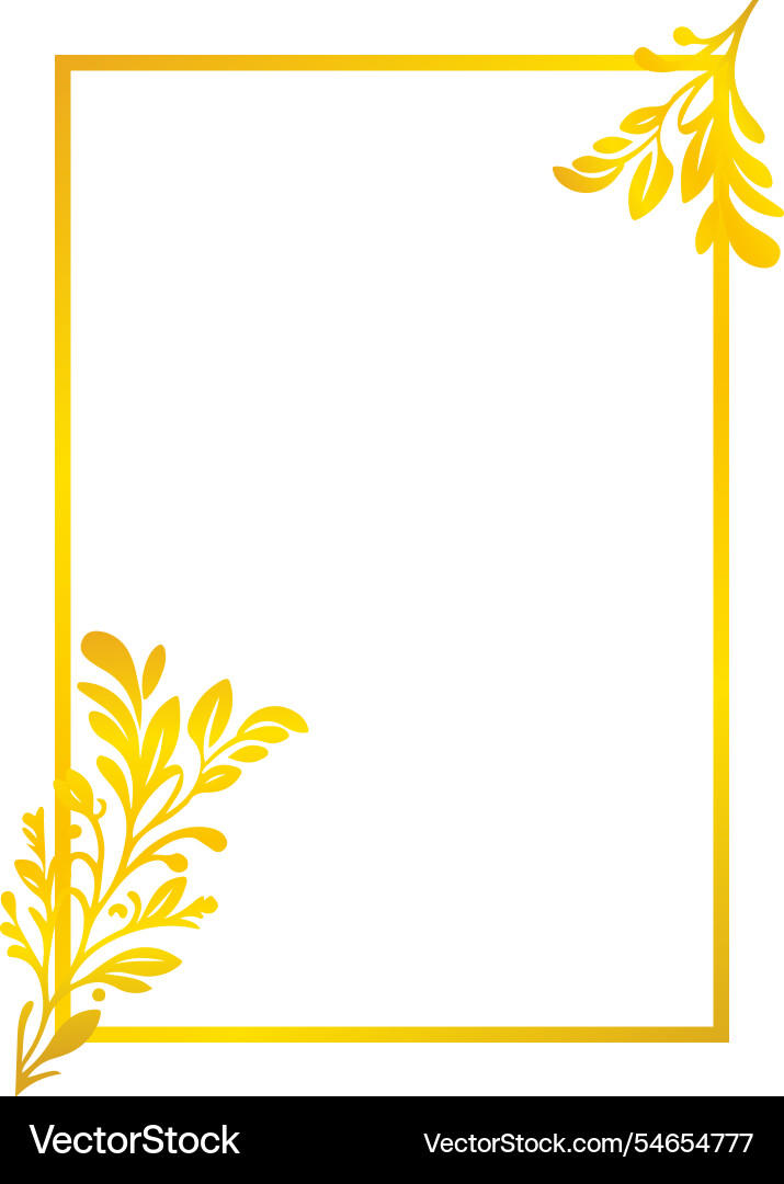 Simple gold rectangular floral border Royalty Free Vector
