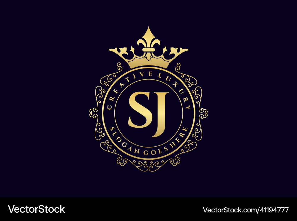 Sj initial letter luxury calligraphic feminine Vector Image