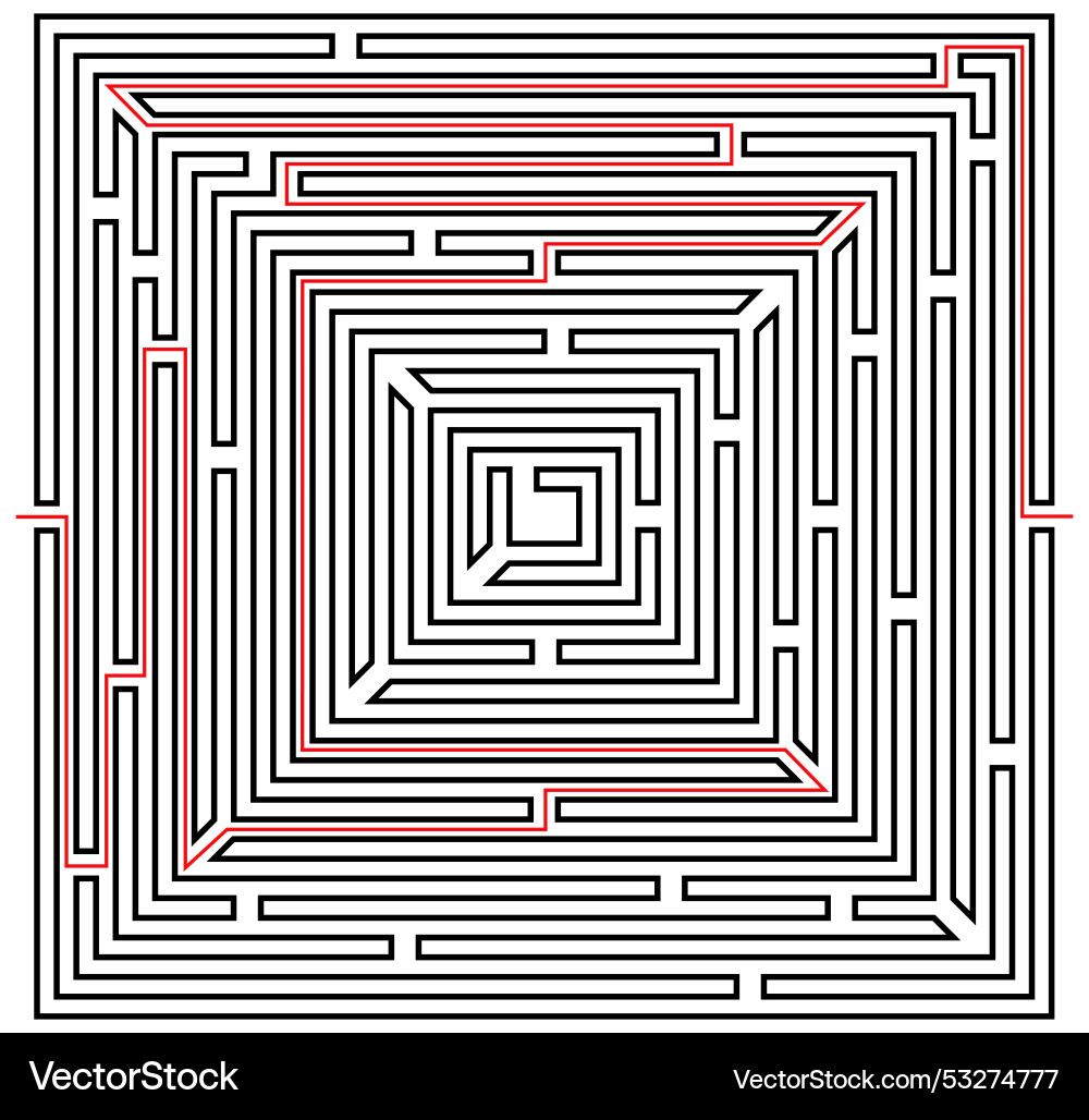 Square shaped labyrinth design Royalty Free Vector Image