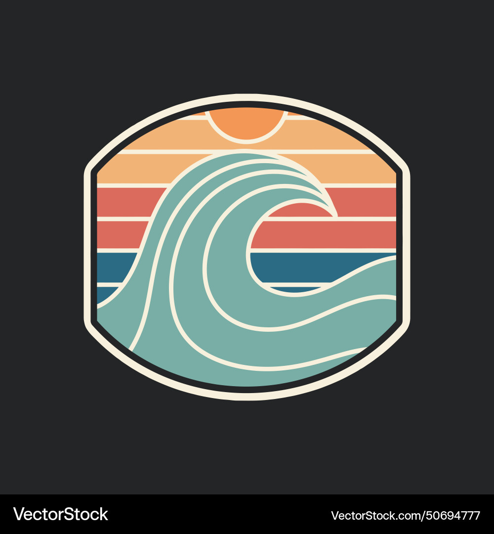 Waves badge emblem logo Royalty Free Vector Image