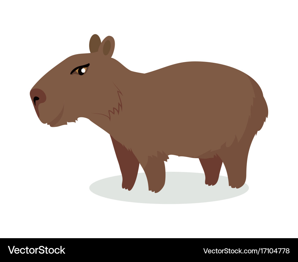 Capybara cartoon icon in flat design Royalty Free Vector