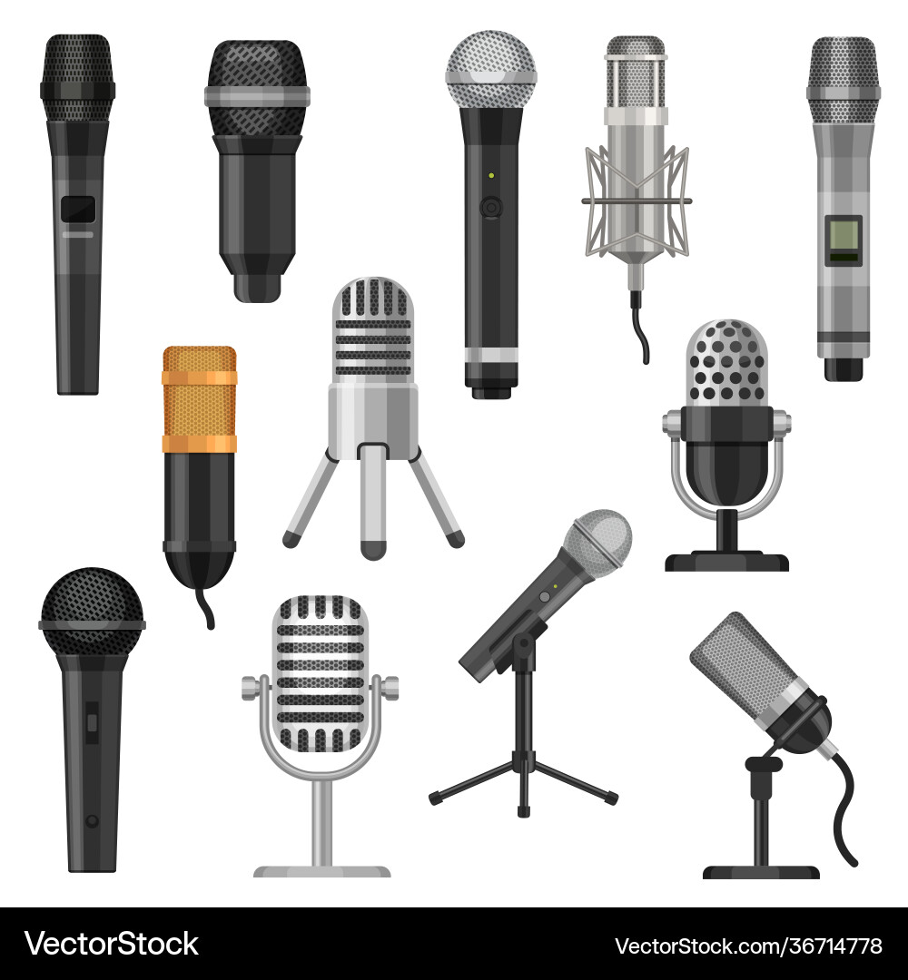 Cartoon studio microphones broadcast voice Vector Image