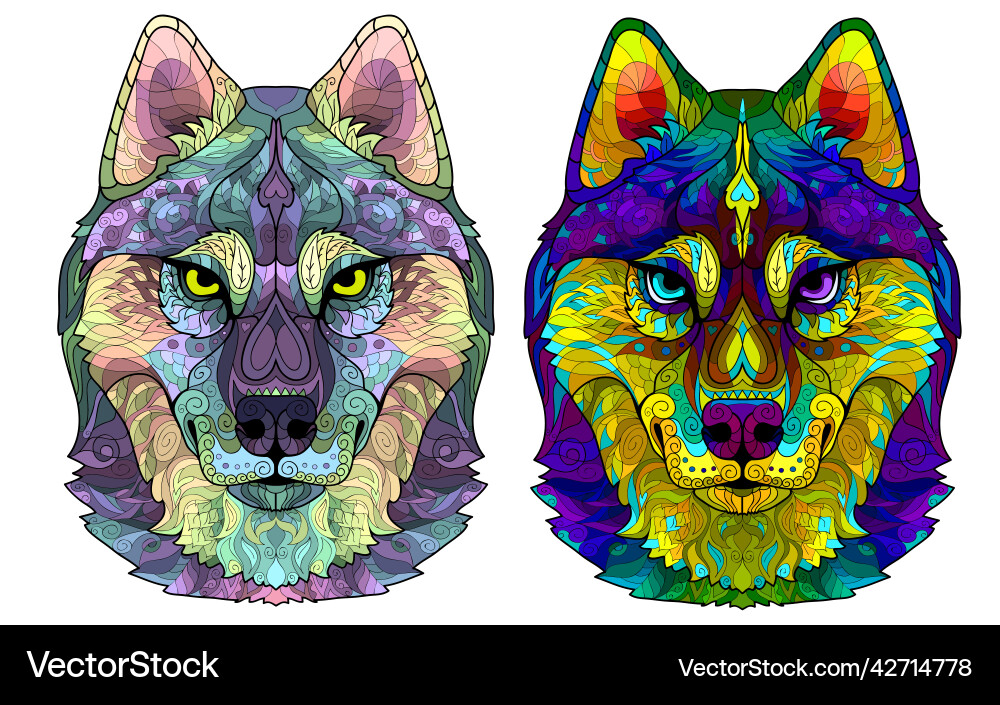 Colorful Husky Head Art Royalty Free Vector Image