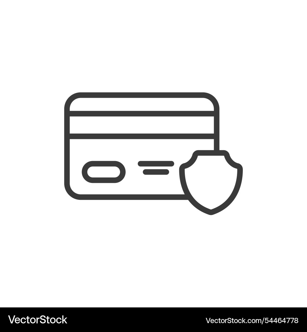 Credit card with shield icon in line design Vector Image