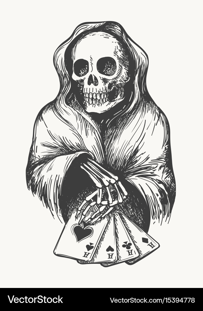 Death with playing cards Royalty Free Vector Image