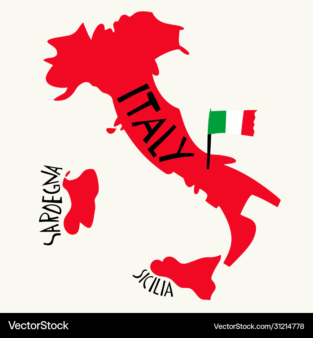 Hand drawn stylized map italy travel Royalty Free Vector Hand drawn stylized map italy travel Royalty Free Vector
