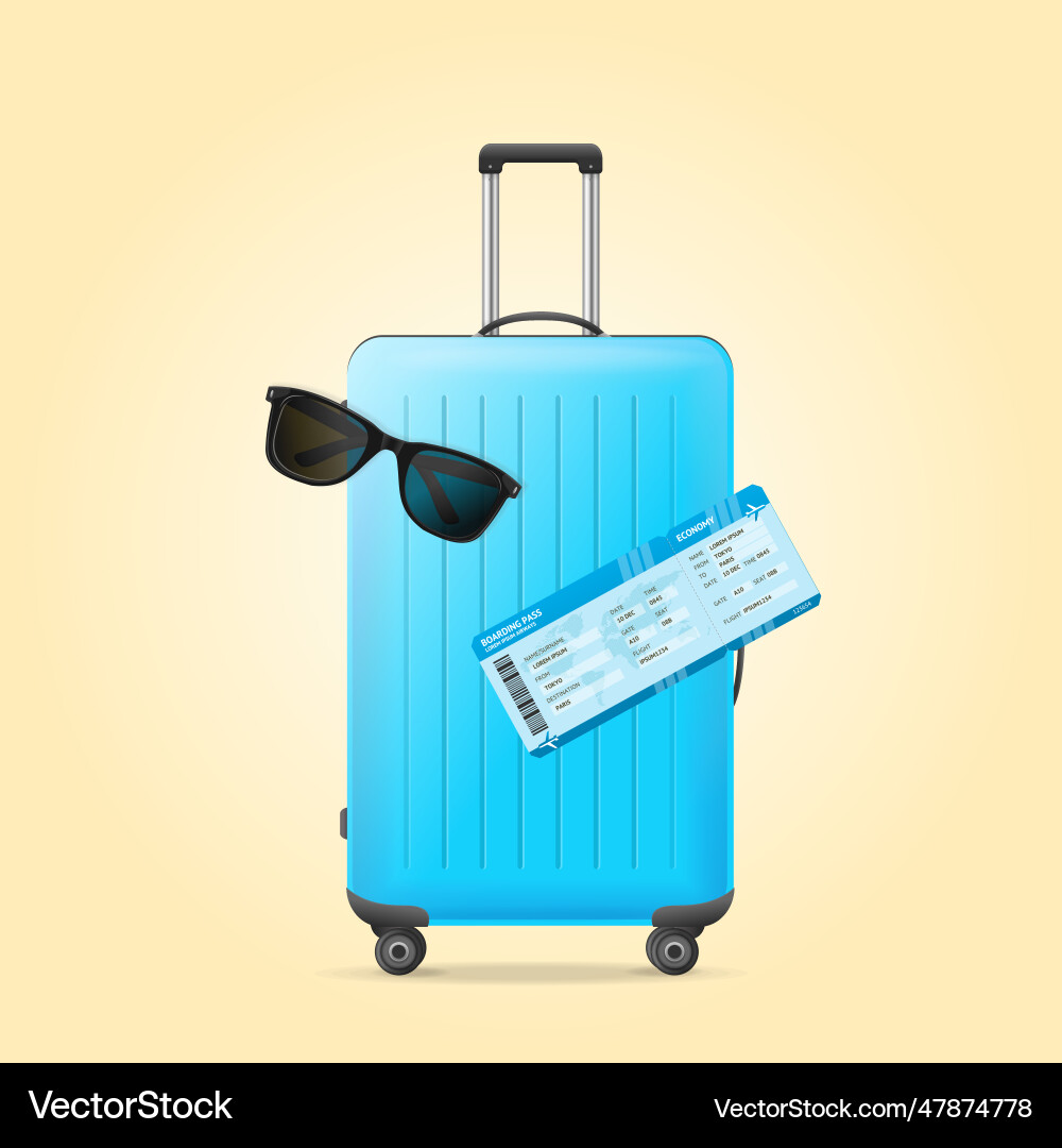 Realistic detailed 3d travel case set Royalty Free Vector