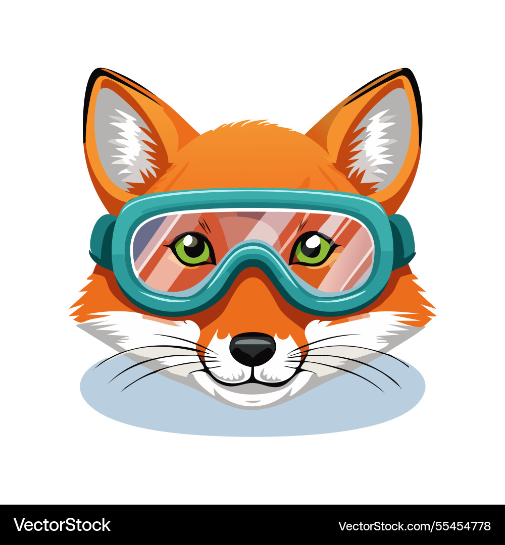 Red fox with goggles Royalty Free Vector Image
