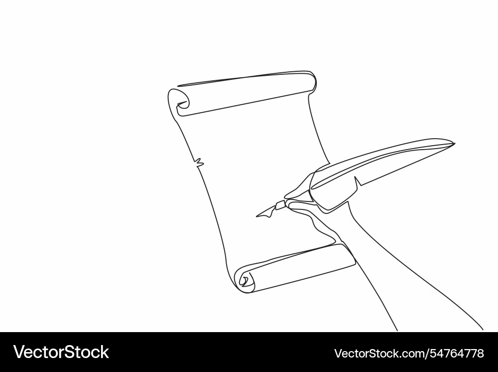 Single one line drawing hand writing on old paper Vector Image