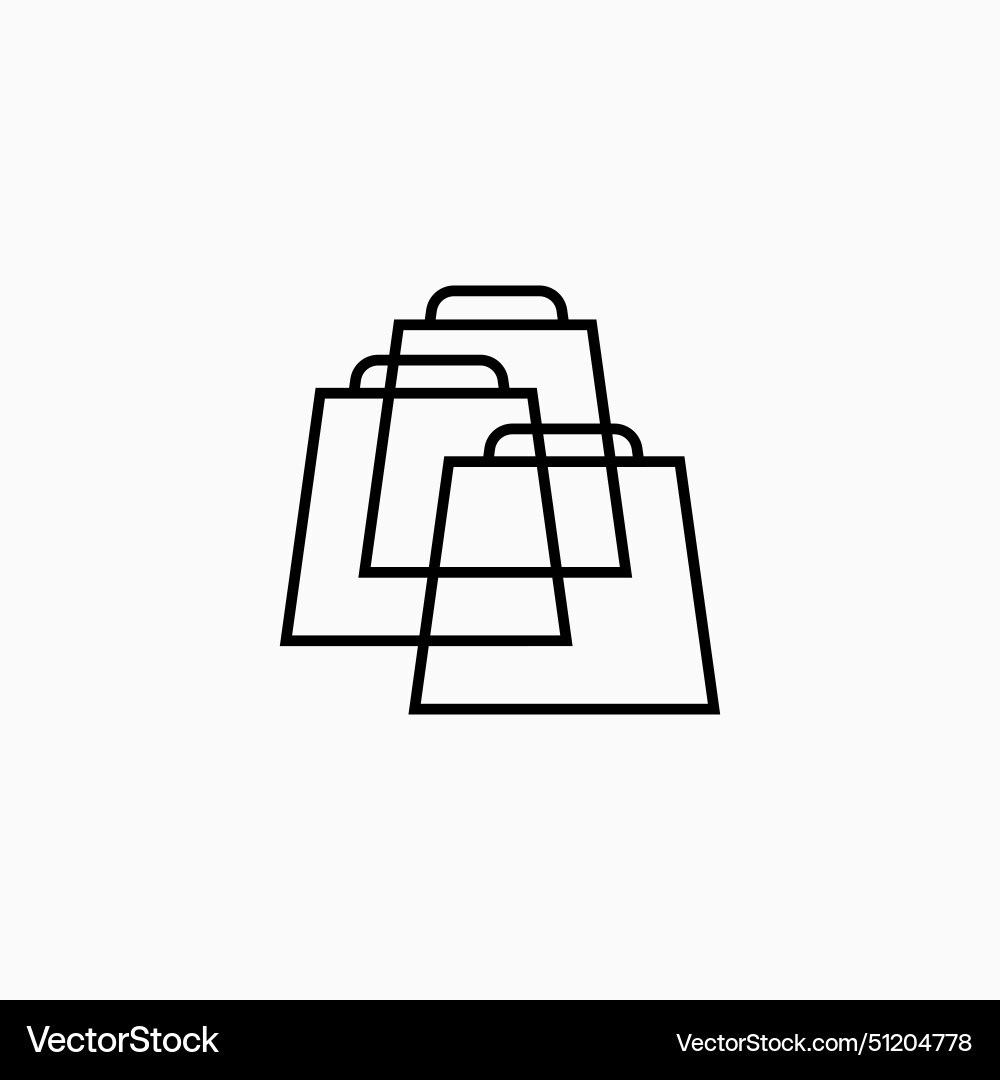 Triple shop shopping bag three chart store logo Vector Image