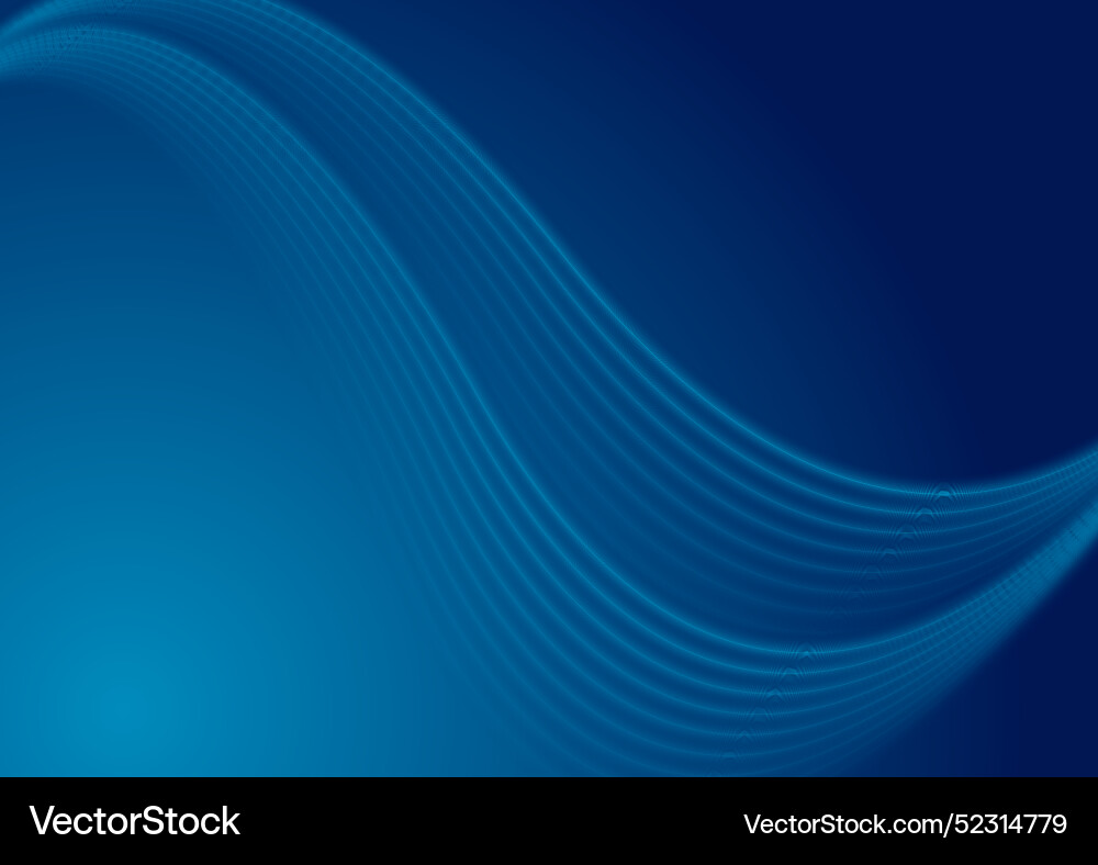 Abstract bright blue smooth linear waves minimal Vector Image