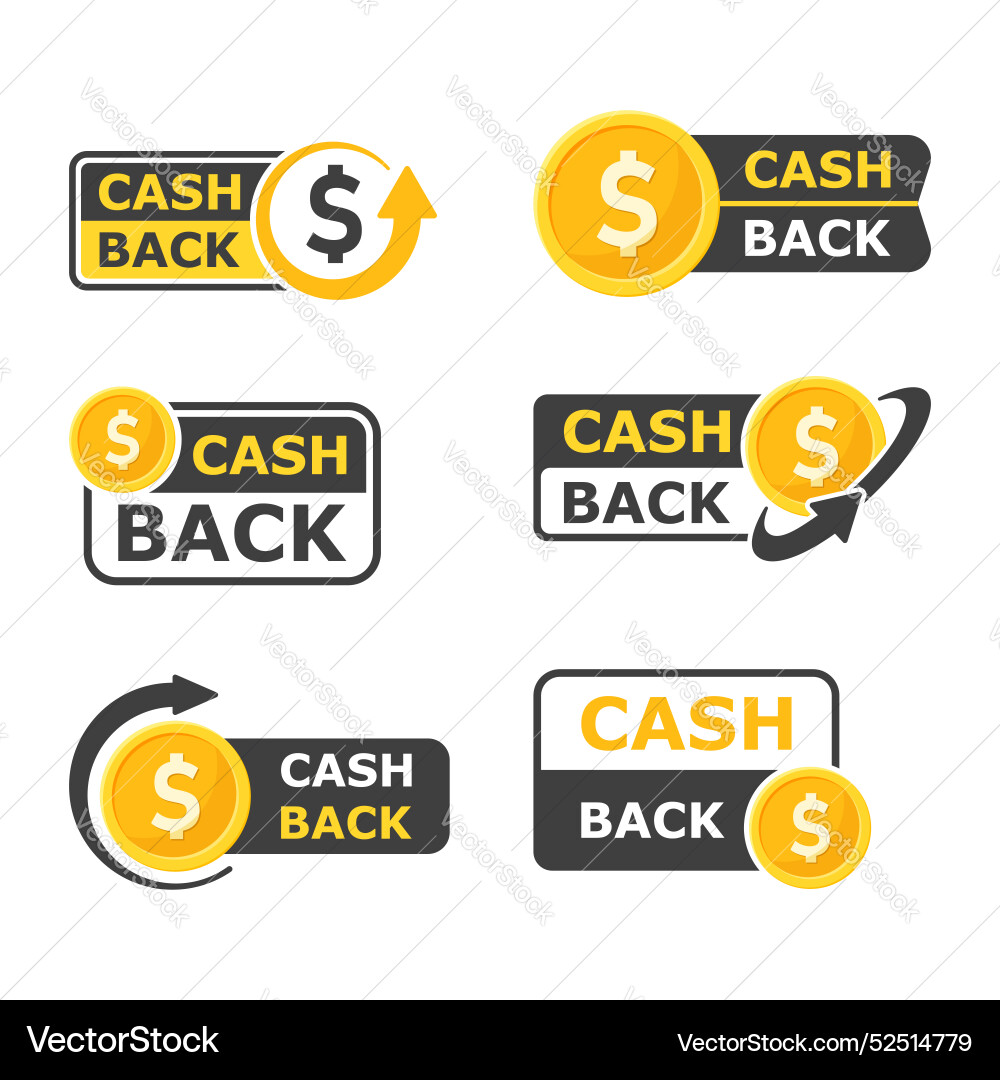 Cashback icon in flat style money back label Vector Image