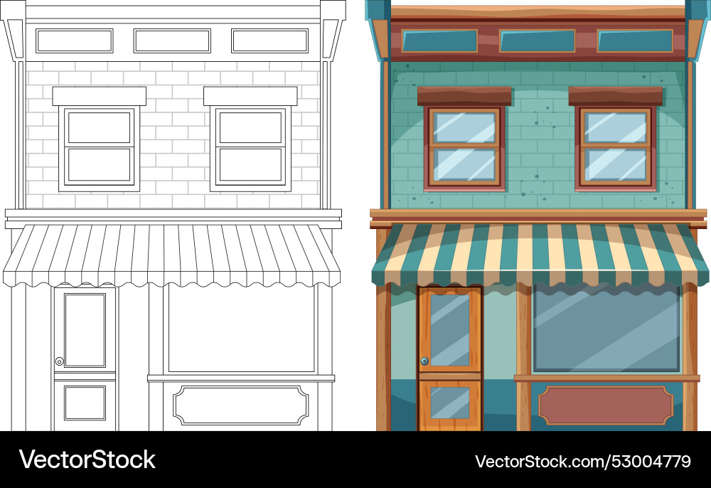 Detailed of a storefront building Royalty Free Vector Image