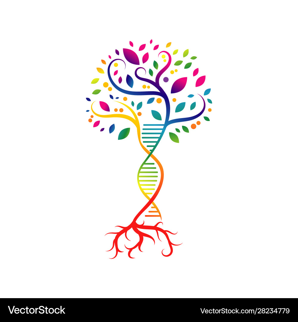 DNA Helix Tree Logo - Genetic Icon Royalty Free Vector Image