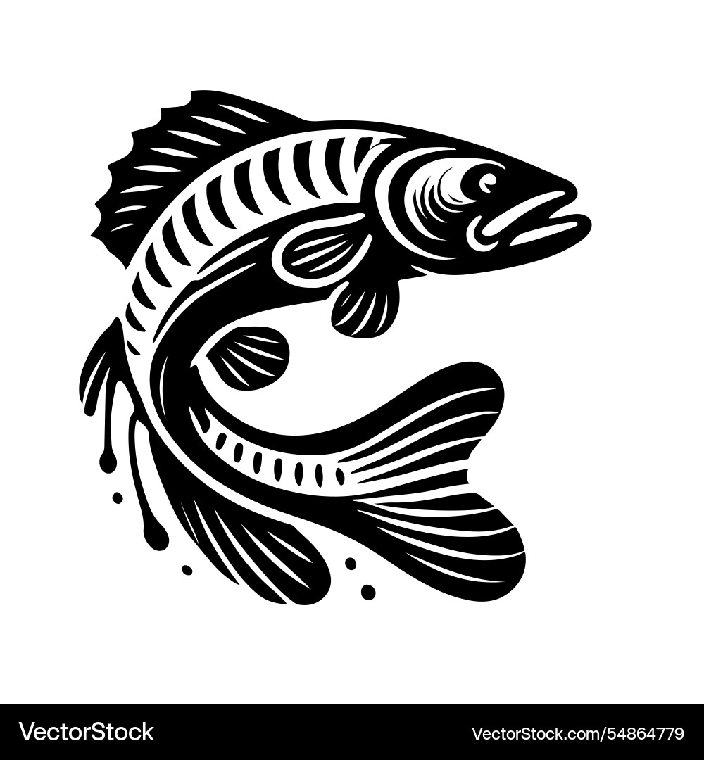 Get elegant climbing perch fish silhouettes Vector Image