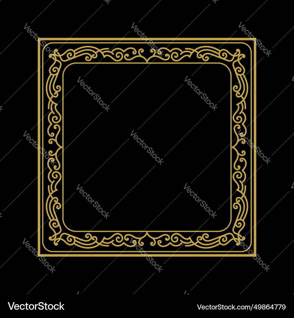 Golden vintage square royal border frame Vector Image
