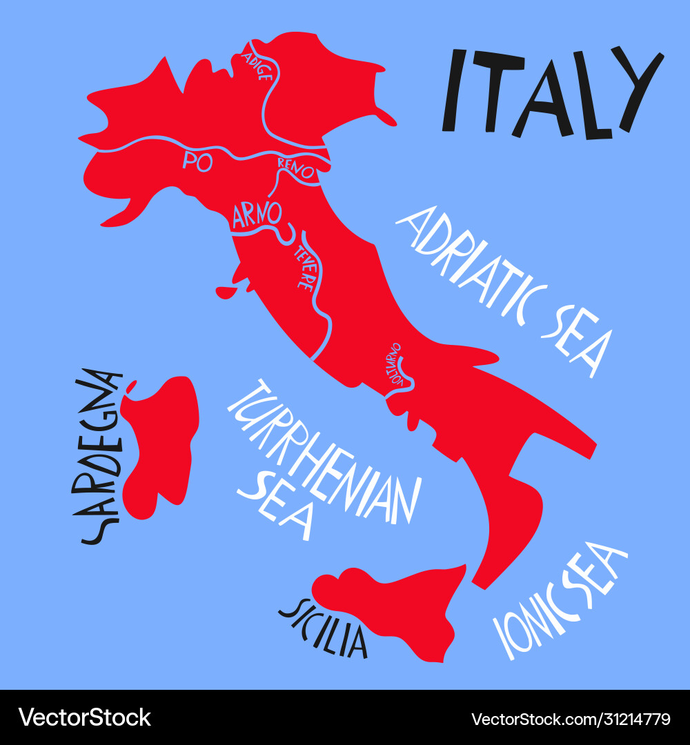 Hand drawn stylized map italian republic Vector Image