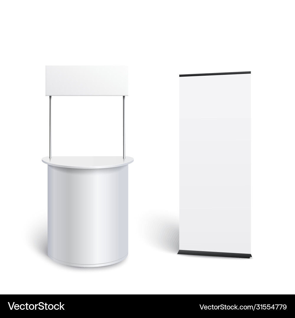 Mockups set empty white promotion counter Vector Image