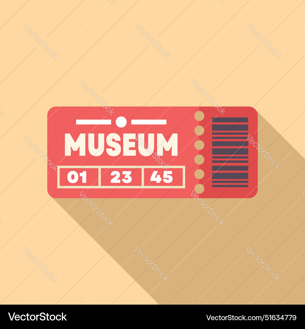 Red museum ticket admit one access pass Royalty Free Vector