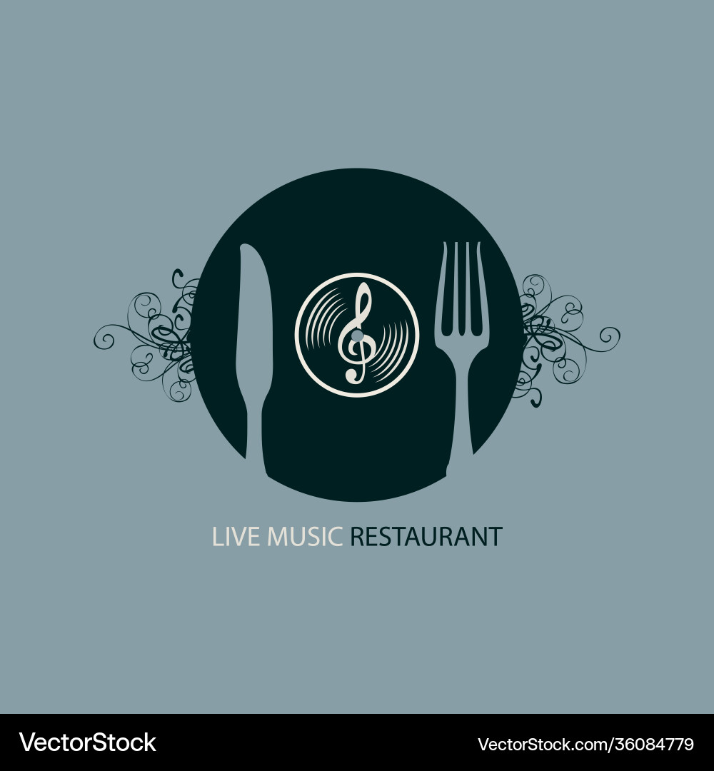 Restaurant menu with vinyl record and cutlery Vector Image
