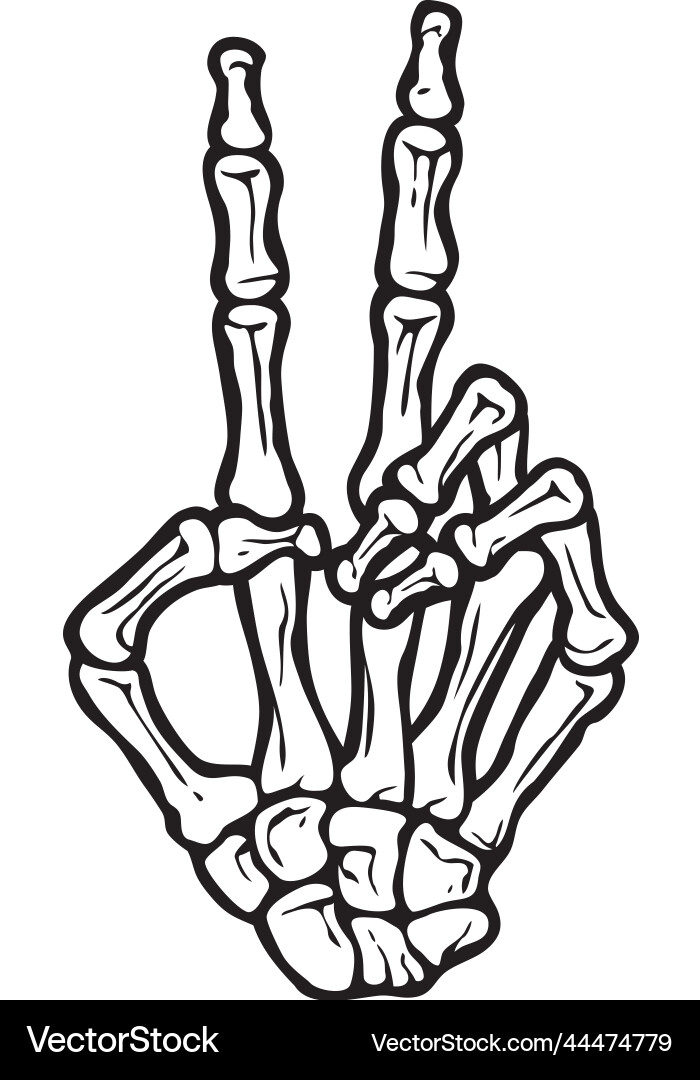 Skeleton hand making peace sign gesture Royalty Free Vector