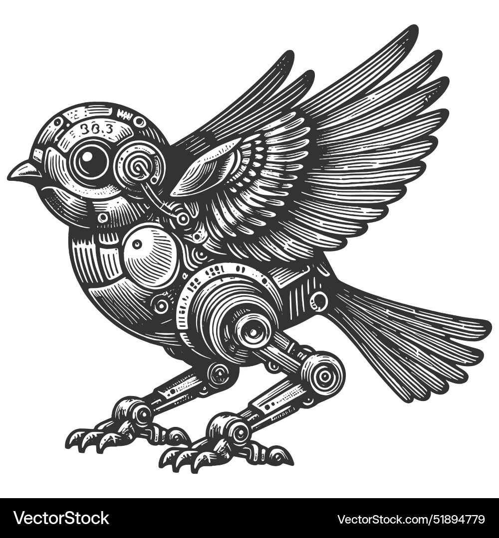 Steampunk mechanical bird Royalty Free Vector Image