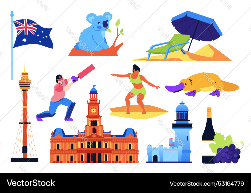 Traditional values of australia - flat design Vector Image