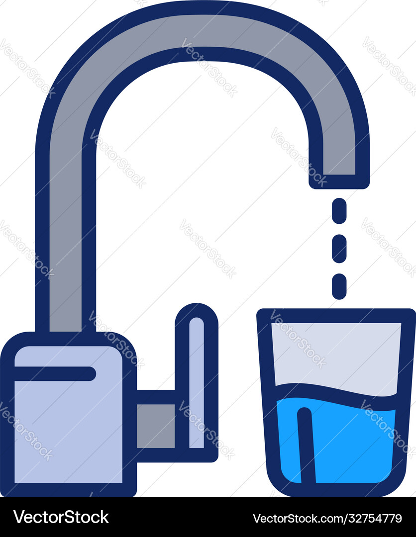 Water filter tap icon outline style Royalty Free Vector