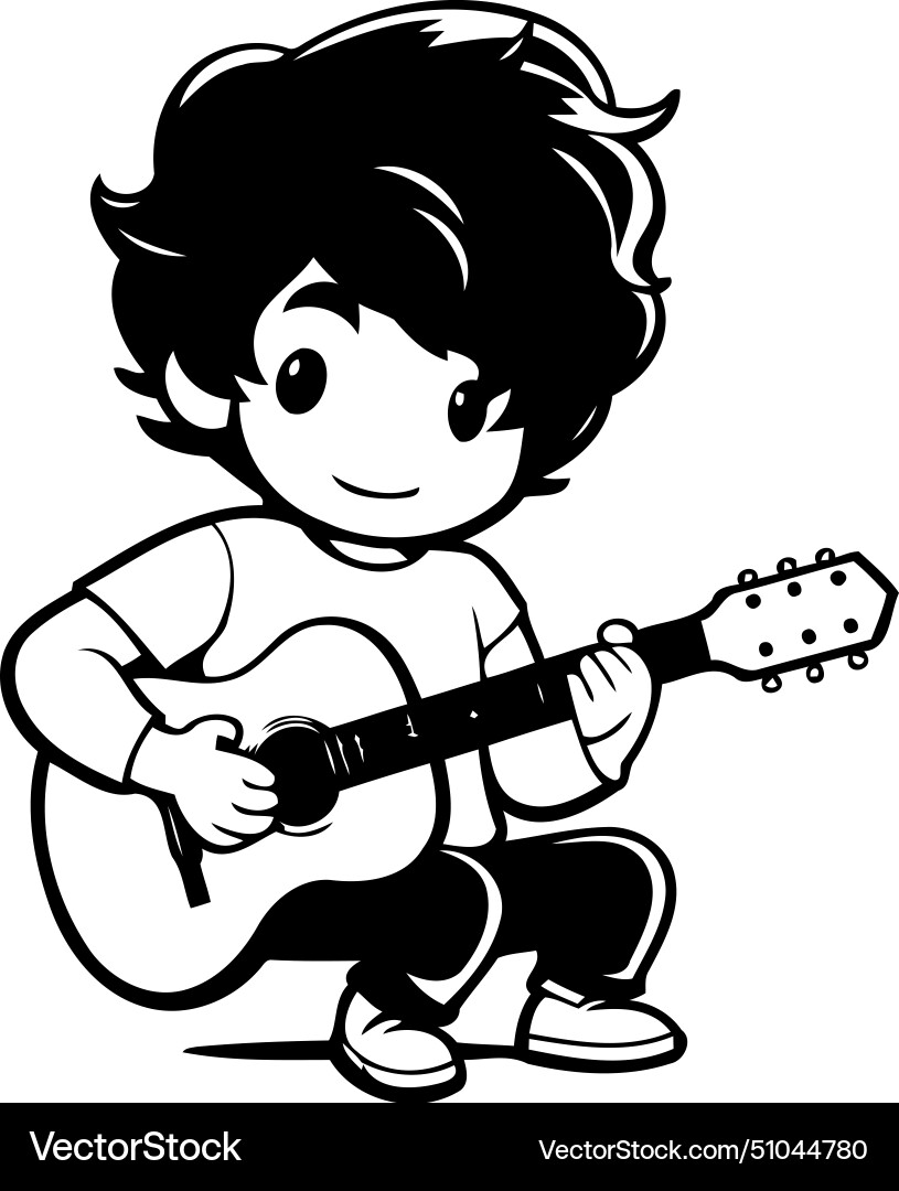 Cartoon boy playing guitar Royalty Free Vector Image