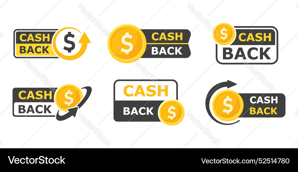 Cashback icon in flat style money back label Vector Image
