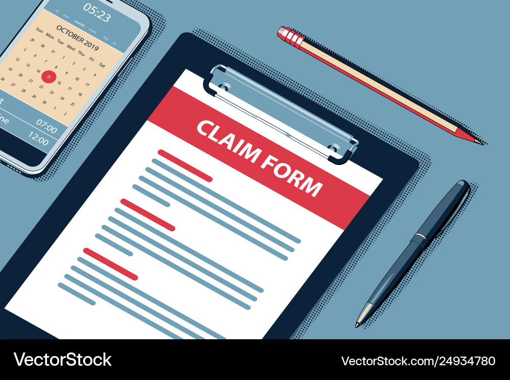 Claim concept with clipboard halftone Royalty Free Vector