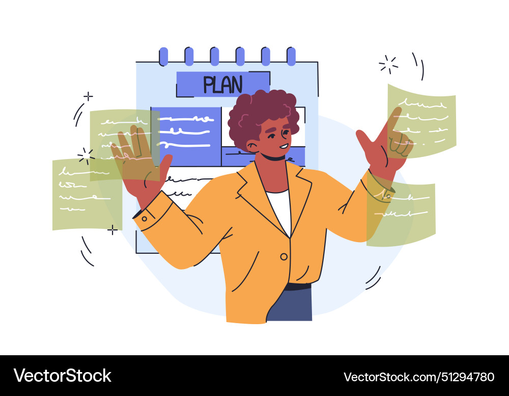 Concept of planning and multitasking animated Vector Image