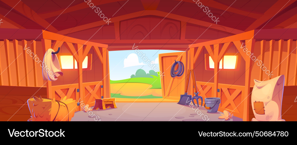 Empty horse stable interior design Royalty Free Vector Image