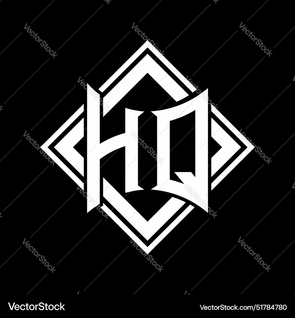 Hq letter logo abstract shield shape with square Vector Image