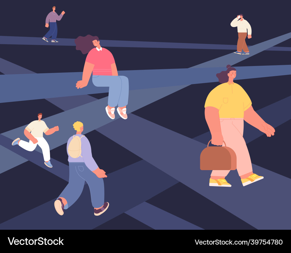 Life path people going on their paths single Vector Image