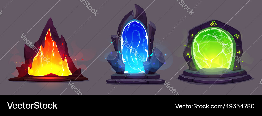 Magic game portals set isolated on background Vector Image