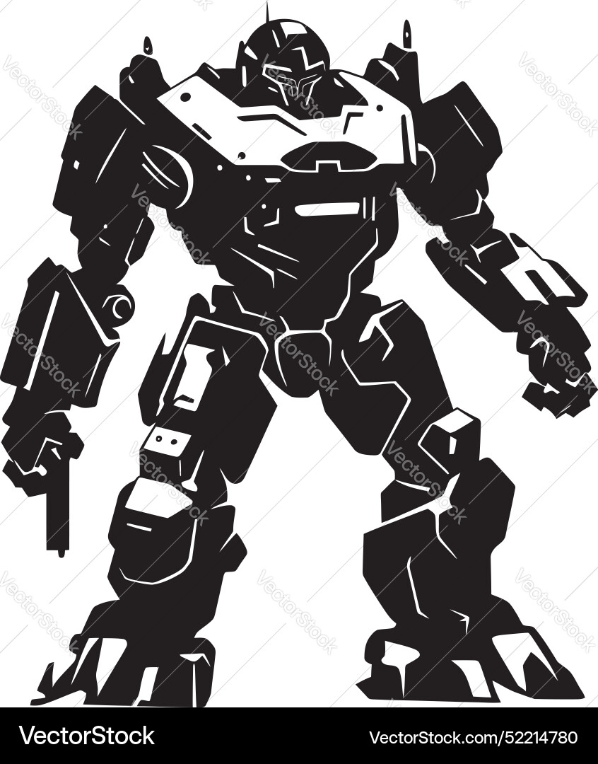 Robotic guardian black combat cyborg emblematic Vector Image