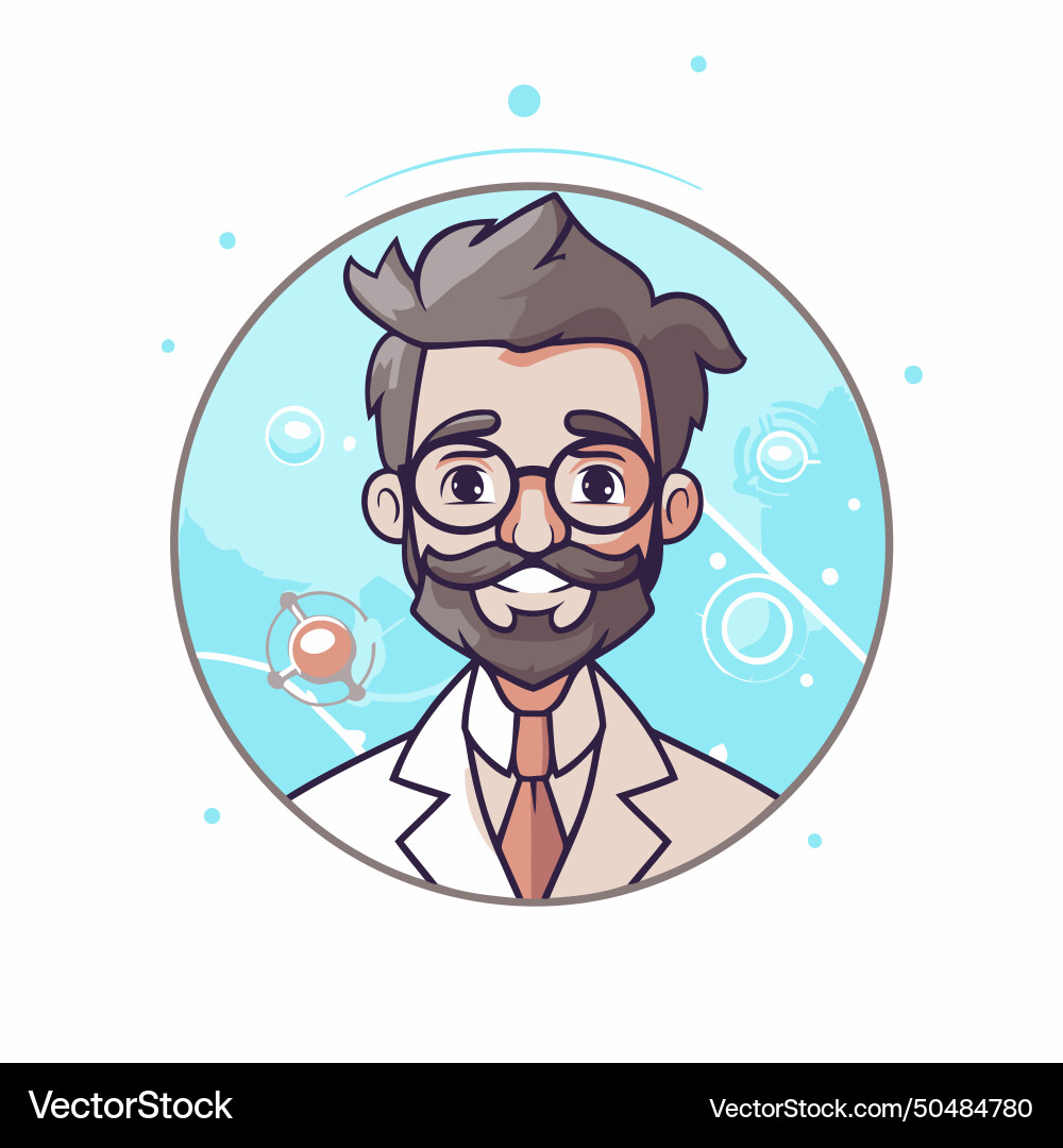 Scientist man cartoon character Royalty Free Vector Image