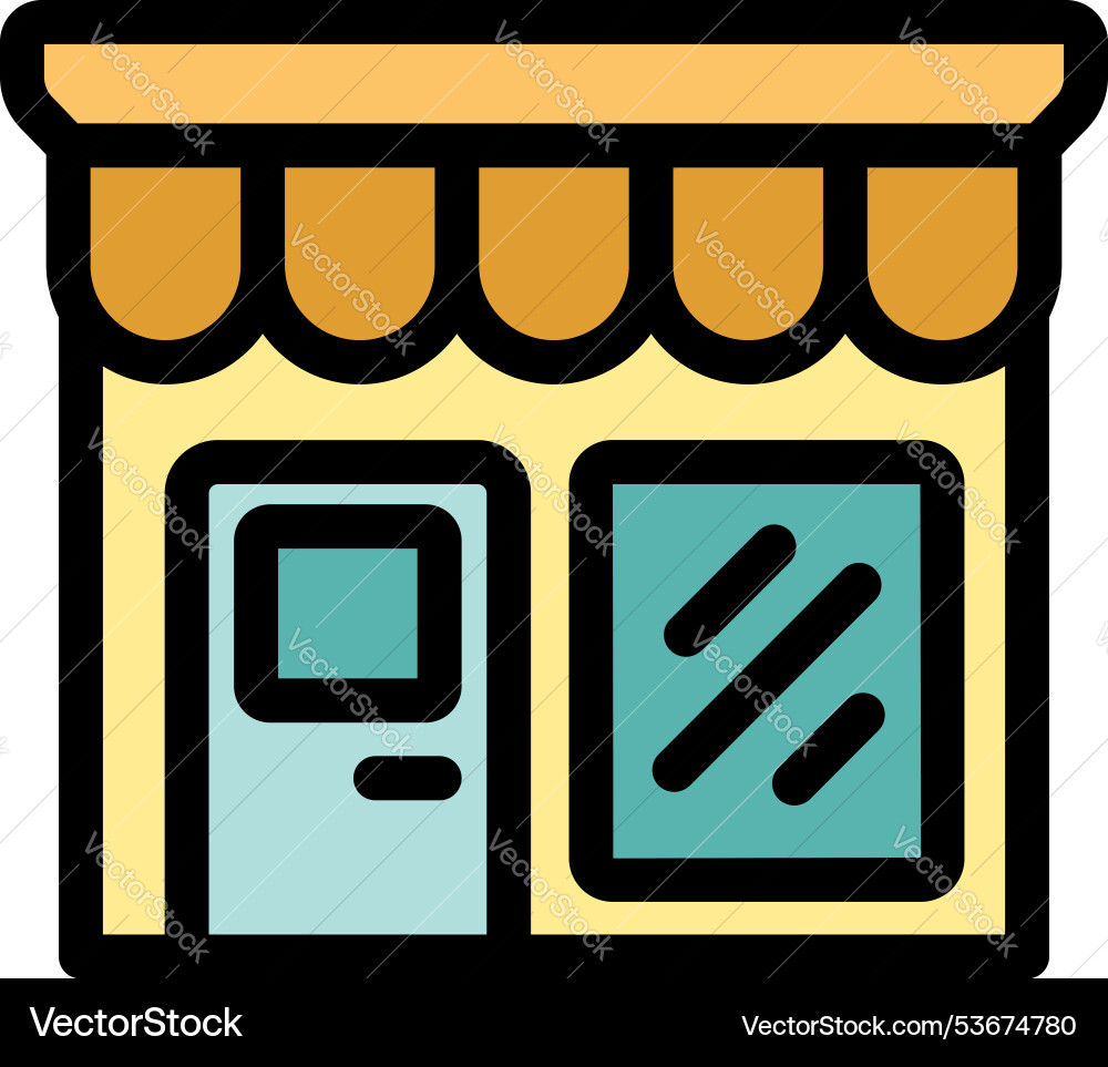 Small business storefront with awning and closed Vector Image