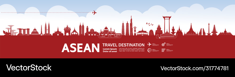 Asean travel destination Royalty Free Vector Image