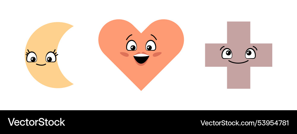 Cute geometric characters smiling shapes Vector Image