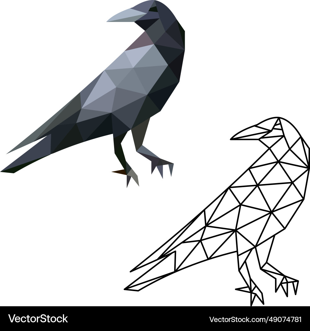 Geometric black raven Royalty Free Vector Image