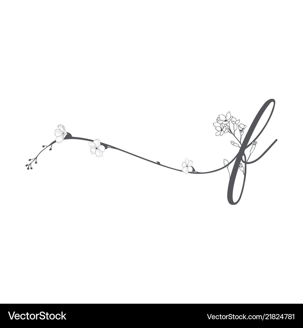 Hand drawn floral f monogram and logo Royalty Free Vector
