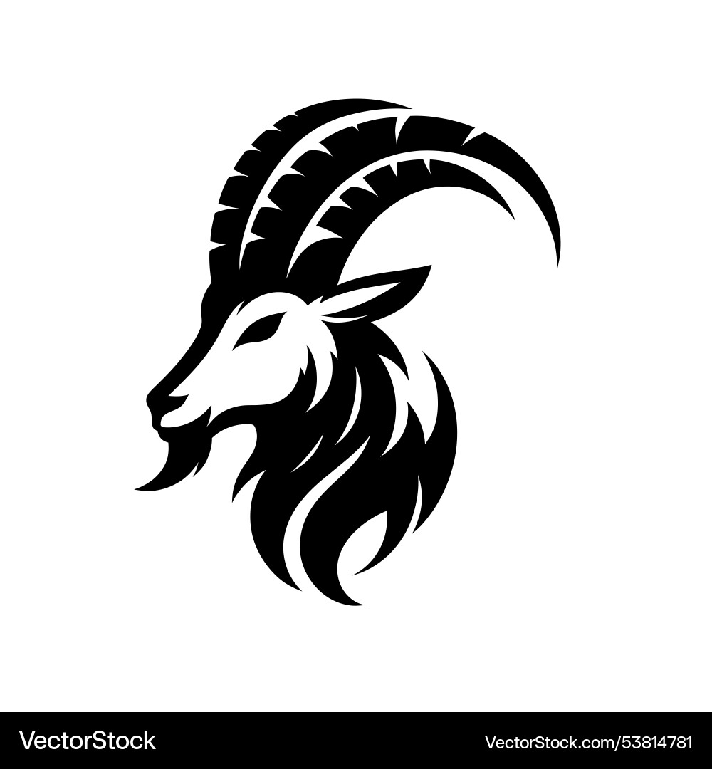 Ibex head logo style with a white background Vector Image